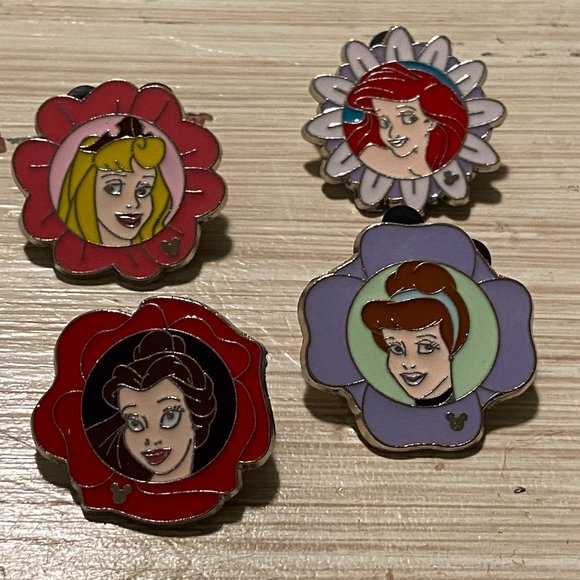 Disney | Accessories | Disney Princess Flower Pin Set | Poshmark
